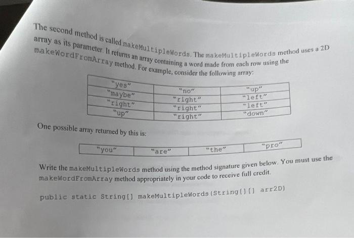 Solved array as its paramcler. If returns an array | Chegg.com