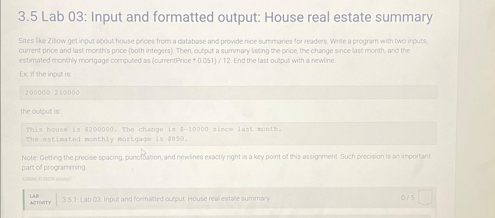 Solved 35 ﻿lab 03 Input And Formatted Output House Real 