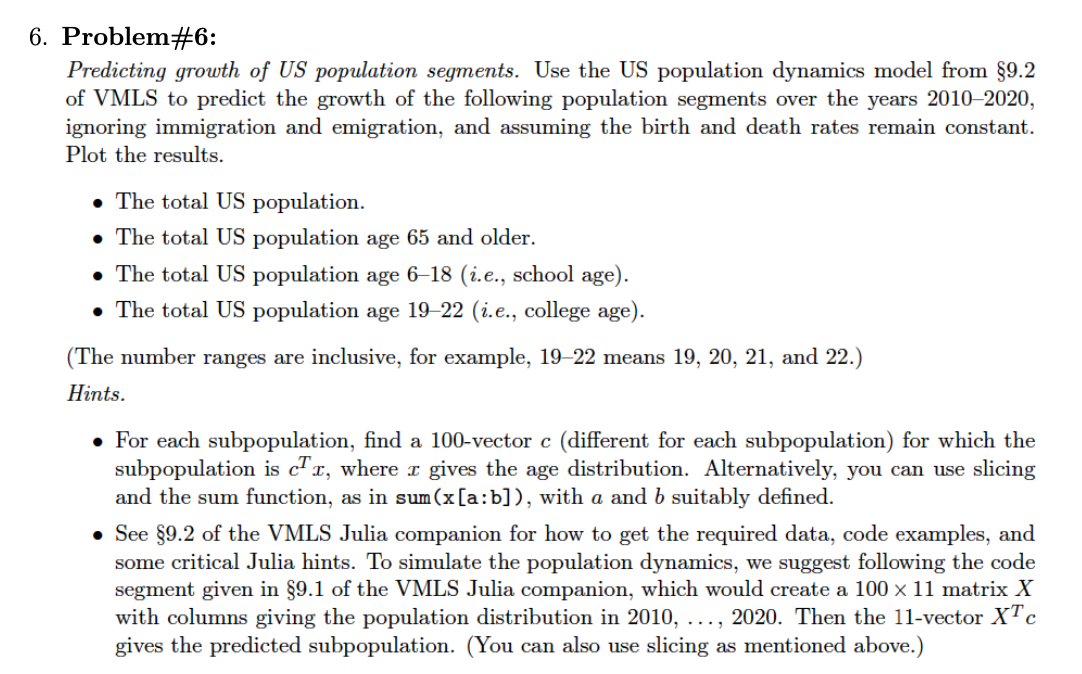 Solved Problem#6:Predicting growth of US population | Chegg.com