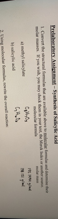 Solved Prelaboratory Assignment-Synthesis of Salicylic Acid | Chegg.com