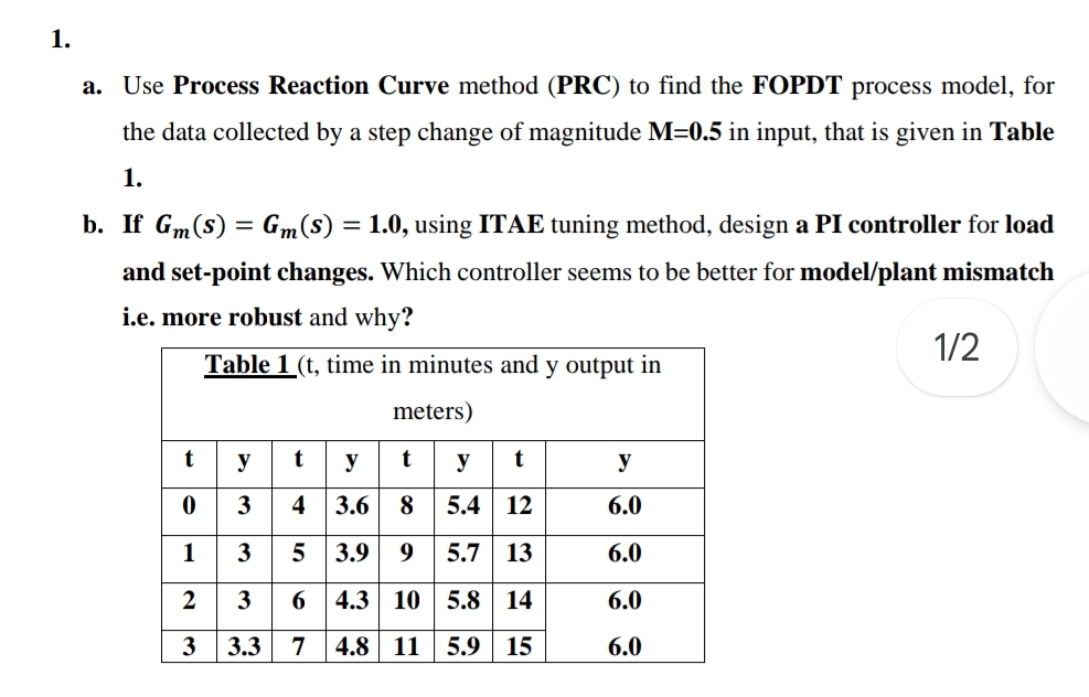 Solved a. ﻿Use Process Reaction Curve method (PRC) ﻿to find | Chegg.com