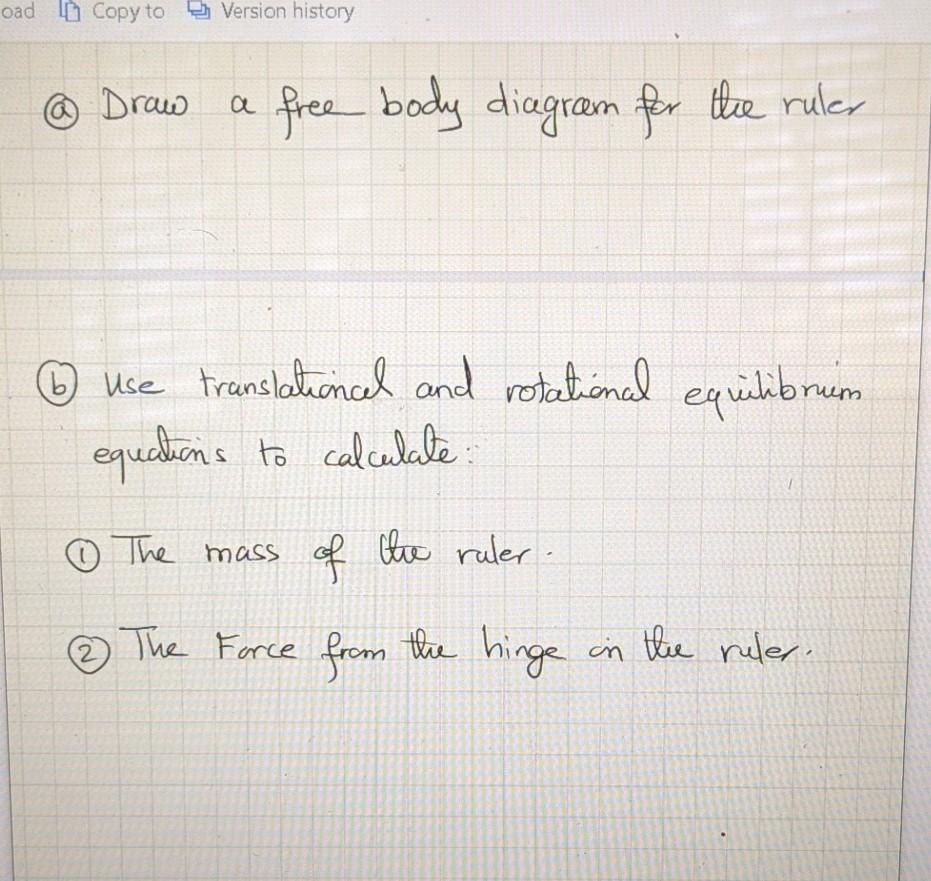 Solved Torque Expriment modified: consider the Ruler in the | Chegg.com