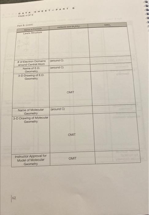 Solved D A TA SHEET-FOR M A PAGE 4 OF 6 Part B. (cont)PART | Chegg.com