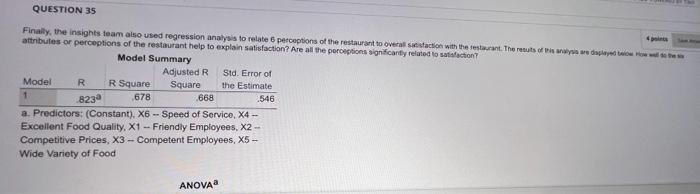 Solved a. Predictors: (Constant), \\( X_{6} \\) - Speed of | Chegg.com