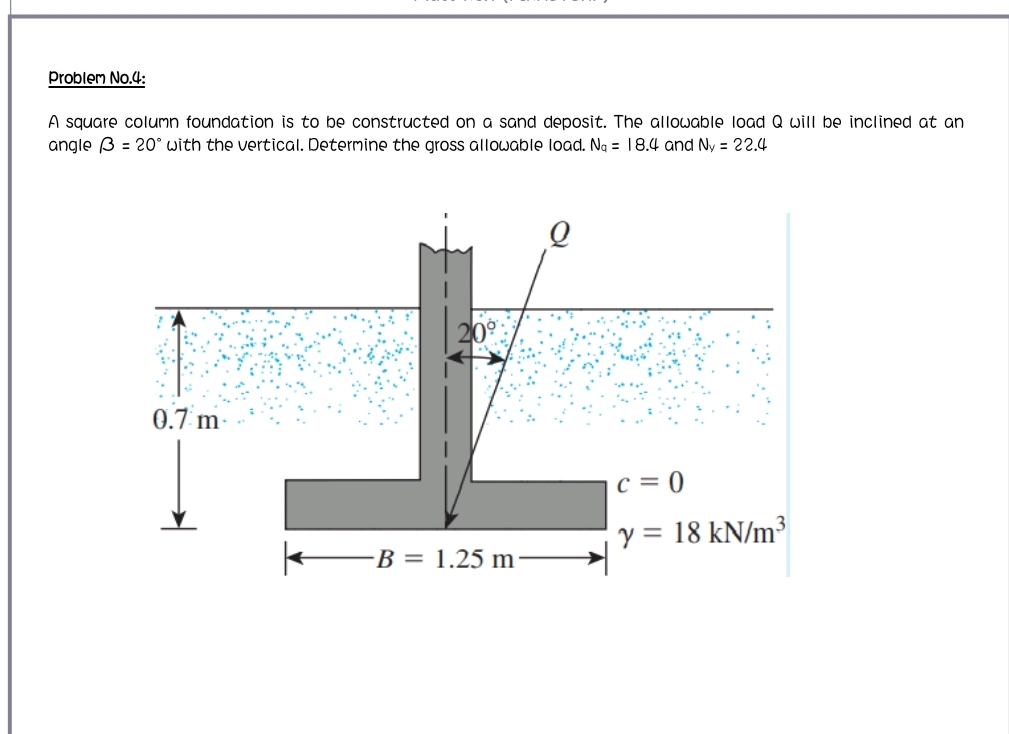 Solved by an EXPERT Problem No. 4 ﻿:A square column foundation is to be | Chegg.com