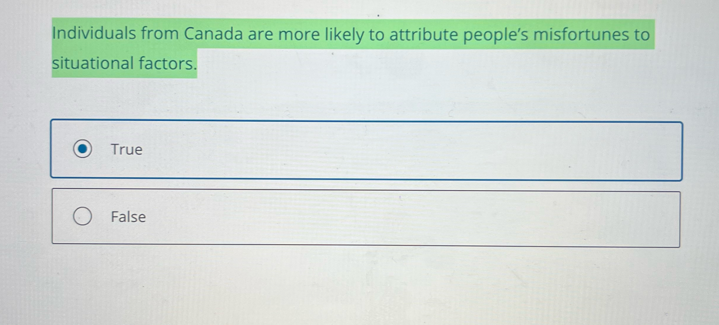 Solved Individuals from Canada are more likely to attribute | Chegg.com