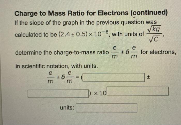 Solved Charge to Mass Ratio for Electrons The experiment | Chegg.com