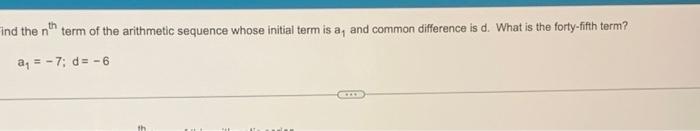 Solved Find the n term of the arithmetic sequence whose | Chegg.com