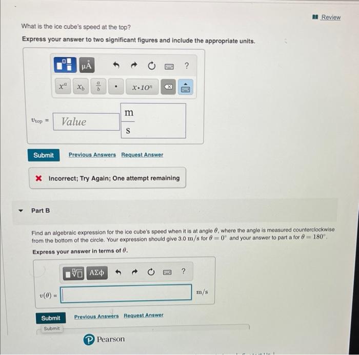 Solved A very slippery ice cube slides in a vertical plane | Chegg.com
