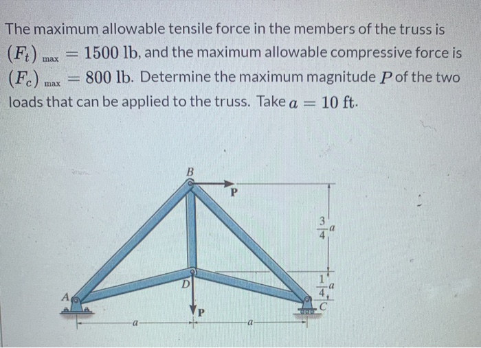 Solved The maximum allowable tensile force in the members of | Chegg.com
