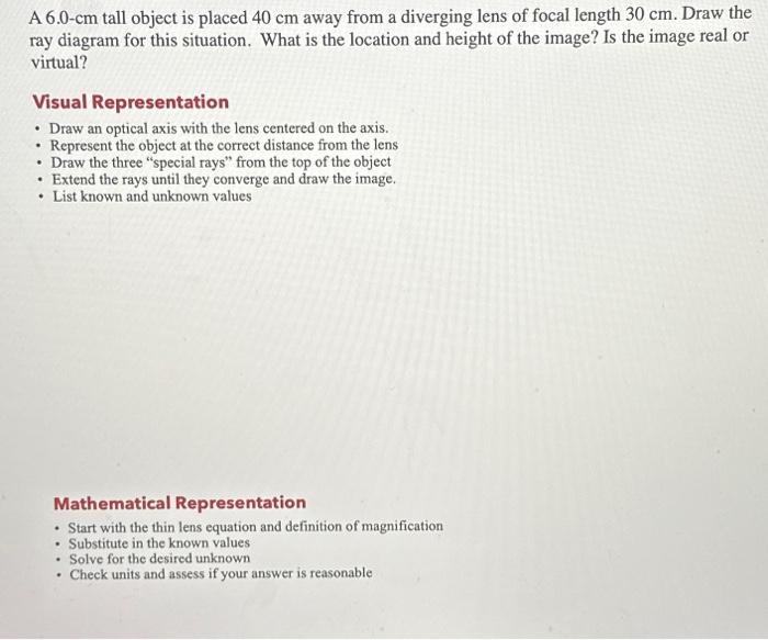 Solved A 6.0−cm tall object is placed 40 cm away from a | Chegg.com