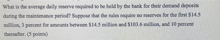 Solved The following demand deposits and cash reserves at | Chegg.com