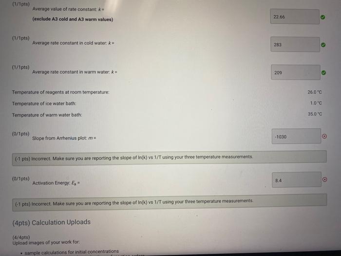 Report - Kinetics of an lodine Clock Reaction (2pts) | Chegg.com