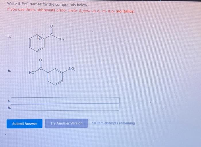 Solved Write IUPAC names for the compounds below. If you use | Chegg.com