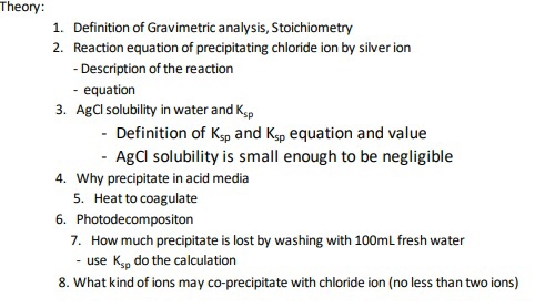 Solved Theory: 1. Definition of Gravimetric analysis, | Chegg.com