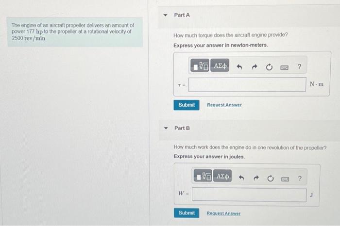 Solved The engine of an aircraft propeller delivers an | Chegg.com