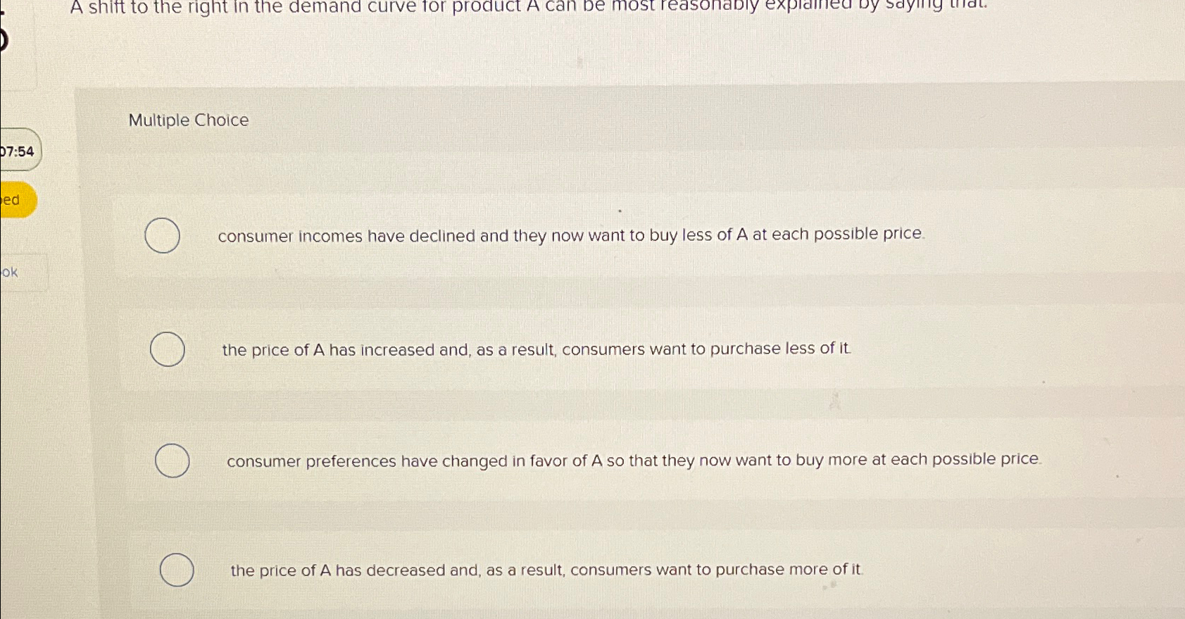 Solved Multiple Choiceconsumer incomes have declined and | Chegg.com