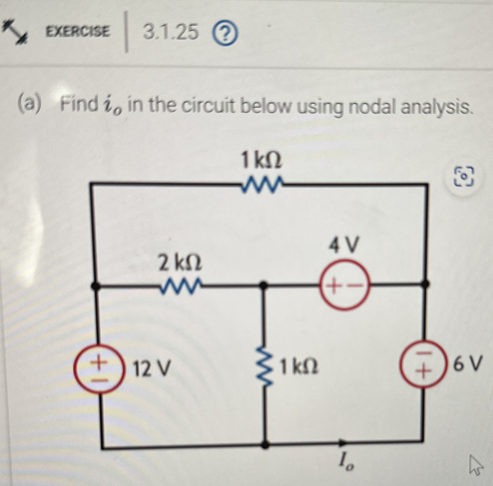 Solved 3.1.25(a) ﻿Find io ﻿in the circuit below using nodal | Chegg.com