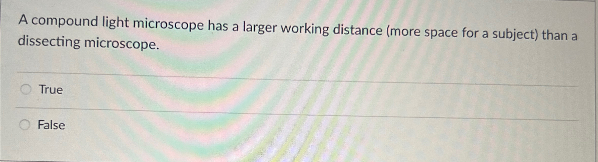 Solved A compound light microscope has a larger working | Chegg.com