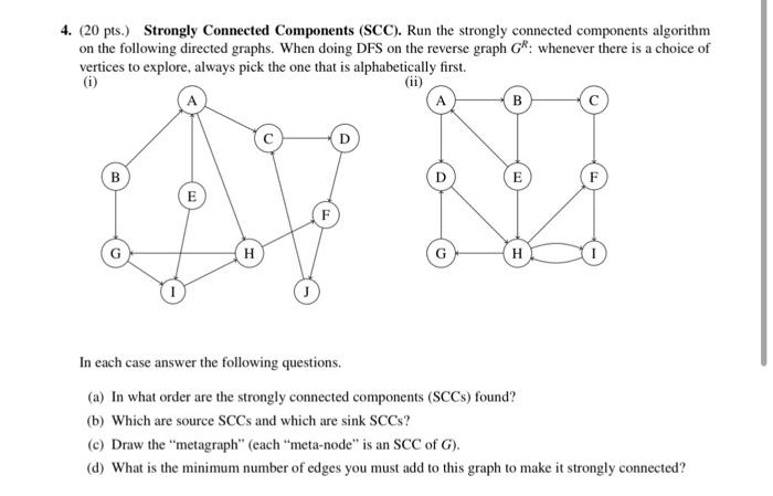 4. (20 pts.) Strongly Connected Components (SCC). Run | Chegg.com 4. (20 pts.) Strongly Connected Components (SCC). Run | Chegg.com