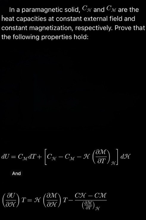 Solved In a paramagnetic solid, CH ﻿and CM ﻿are the heat | Chegg.com