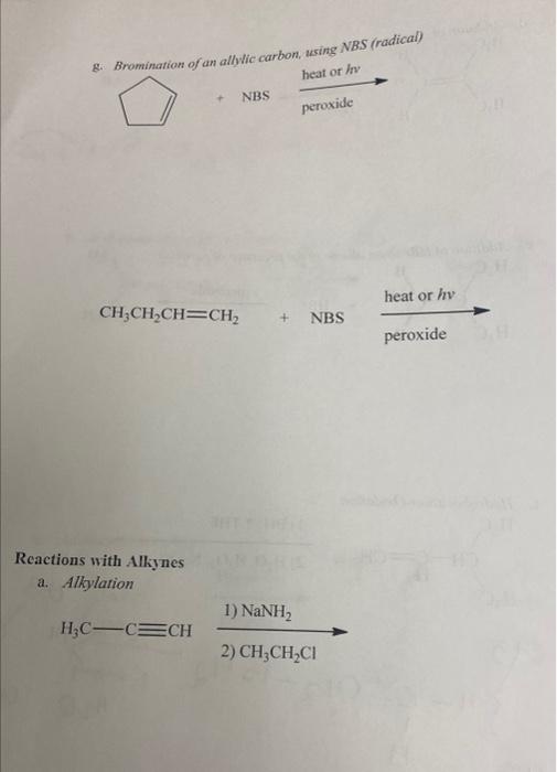 Solved g. Bromination of an allylic carbon, using NBS | Chegg.com