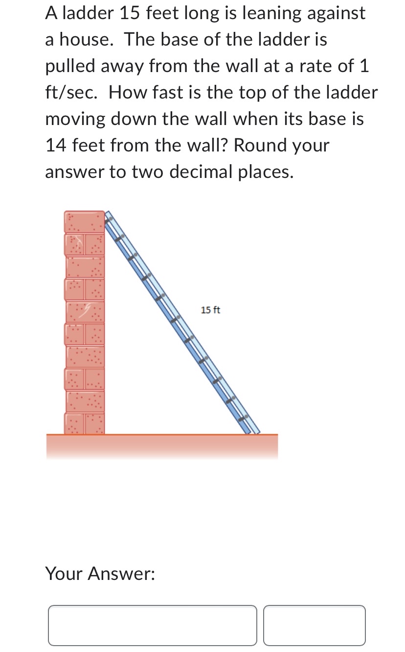 Solved A ladder 15 ﻿feet long is leaning against a house. | Chegg.com