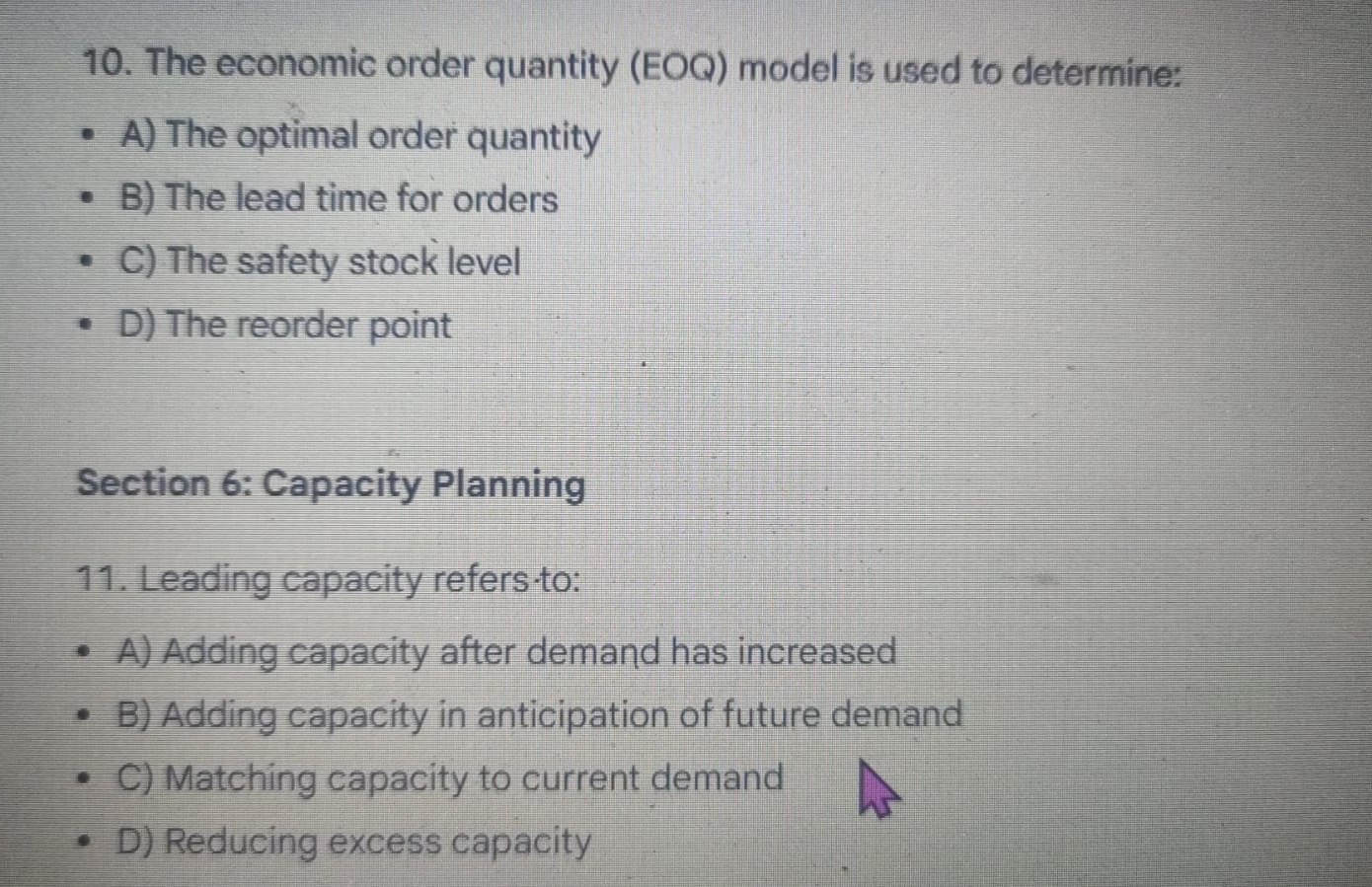 Solved The economic order quantity (EOQ) ﻿model is used to | Chegg.com
