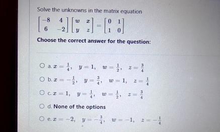 Solved Solve the unknowns in the matrix | Chegg.com