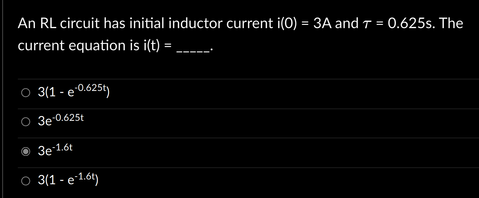 An RL circuit has initial inductor current i(0)=3A | Chegg.com