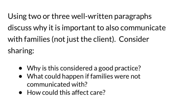 Solved Using two or three well-written paragraphs discuss | Chegg.com
