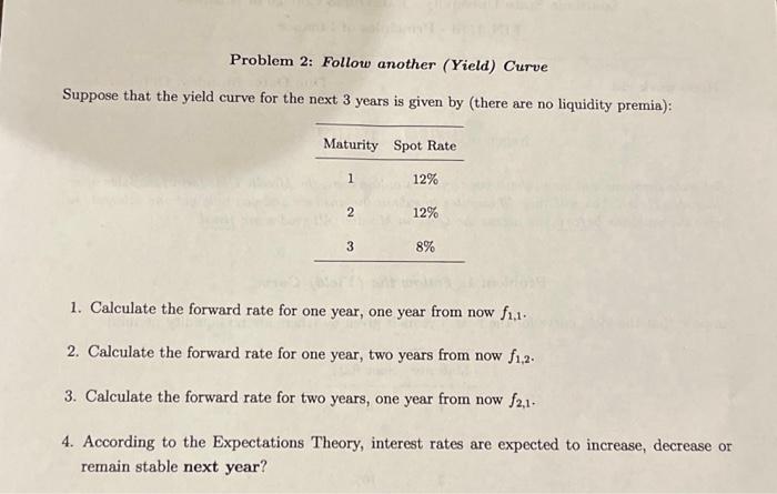 Solved Problem 2: Follow another (Yield) Curve Suppose that | Chegg.com