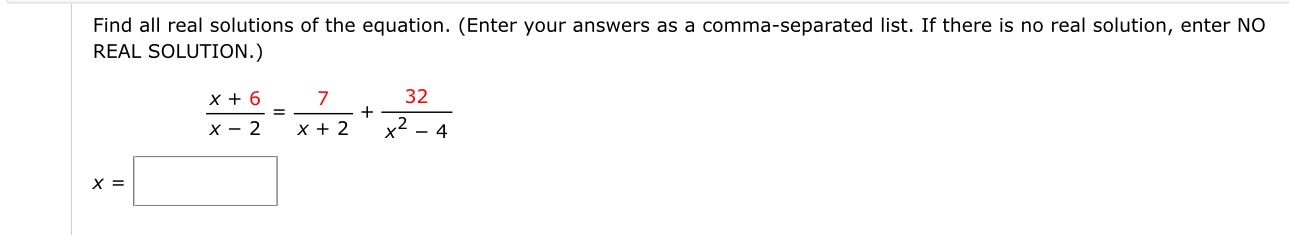 Solved Find all real solutions of the equation. (Enter your | Chegg.com