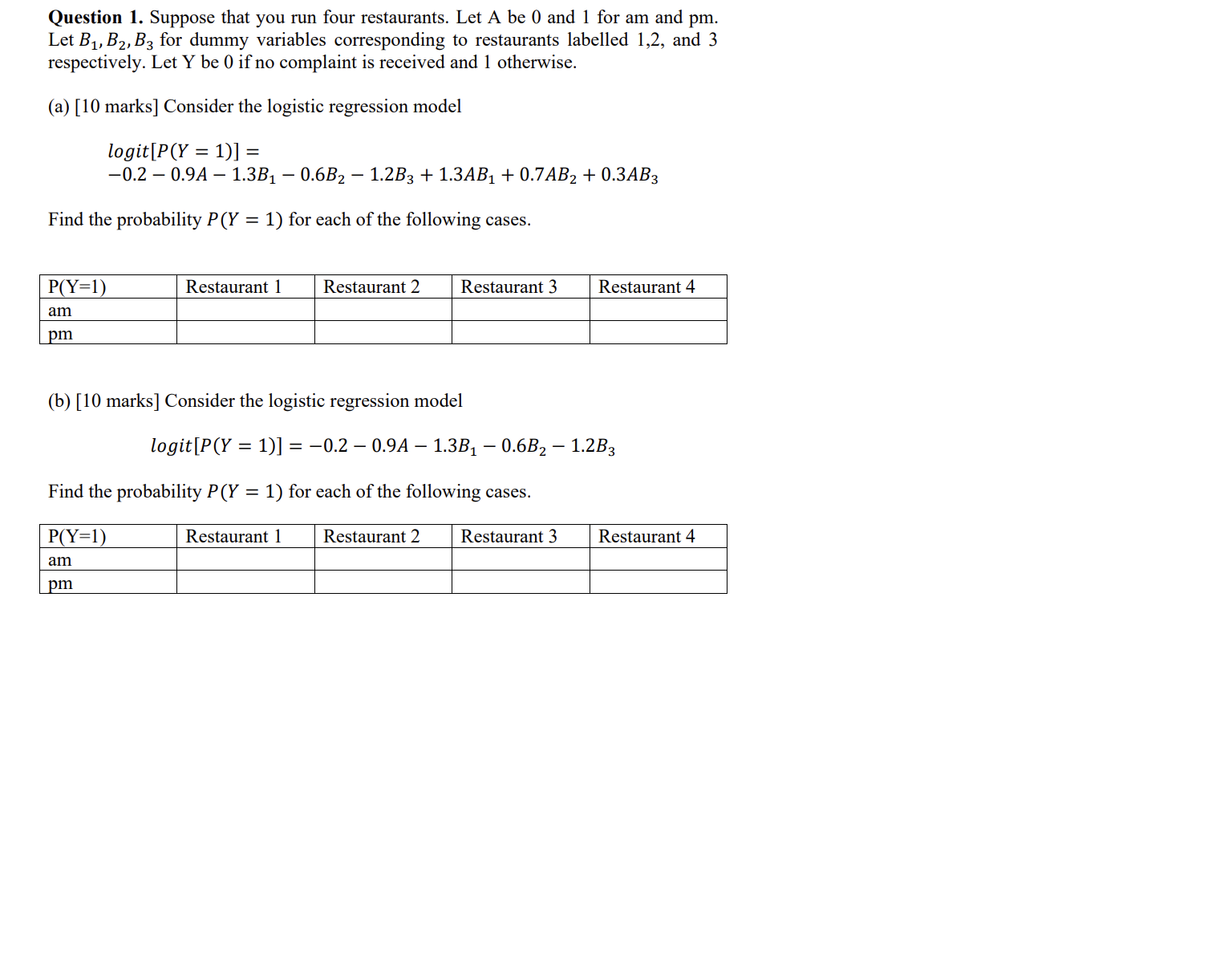 Solved Question 1. ﻿Suppose that you run four restaurants. | Chegg.com