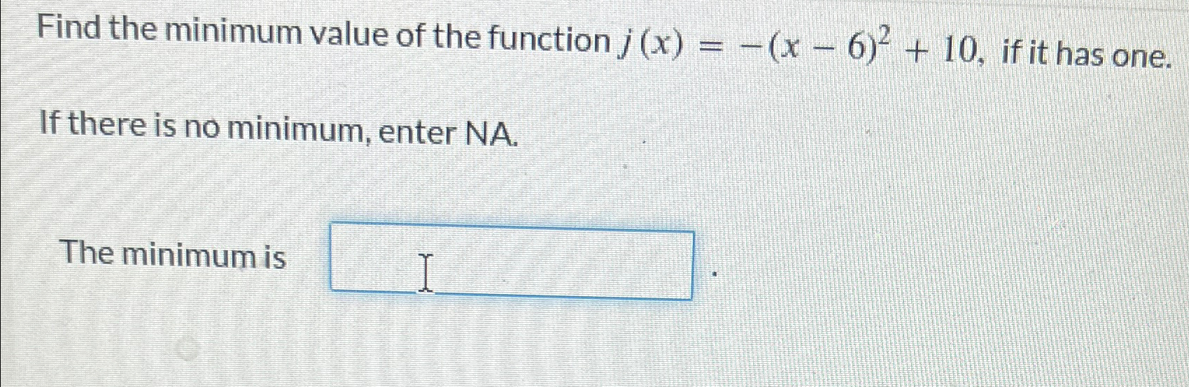 Solved Find the minimum value of the function | Chegg.com