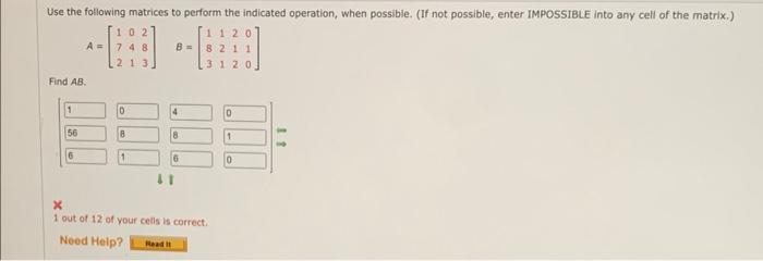 Solved Use the following matrices to perform the indicated | Chegg.com
