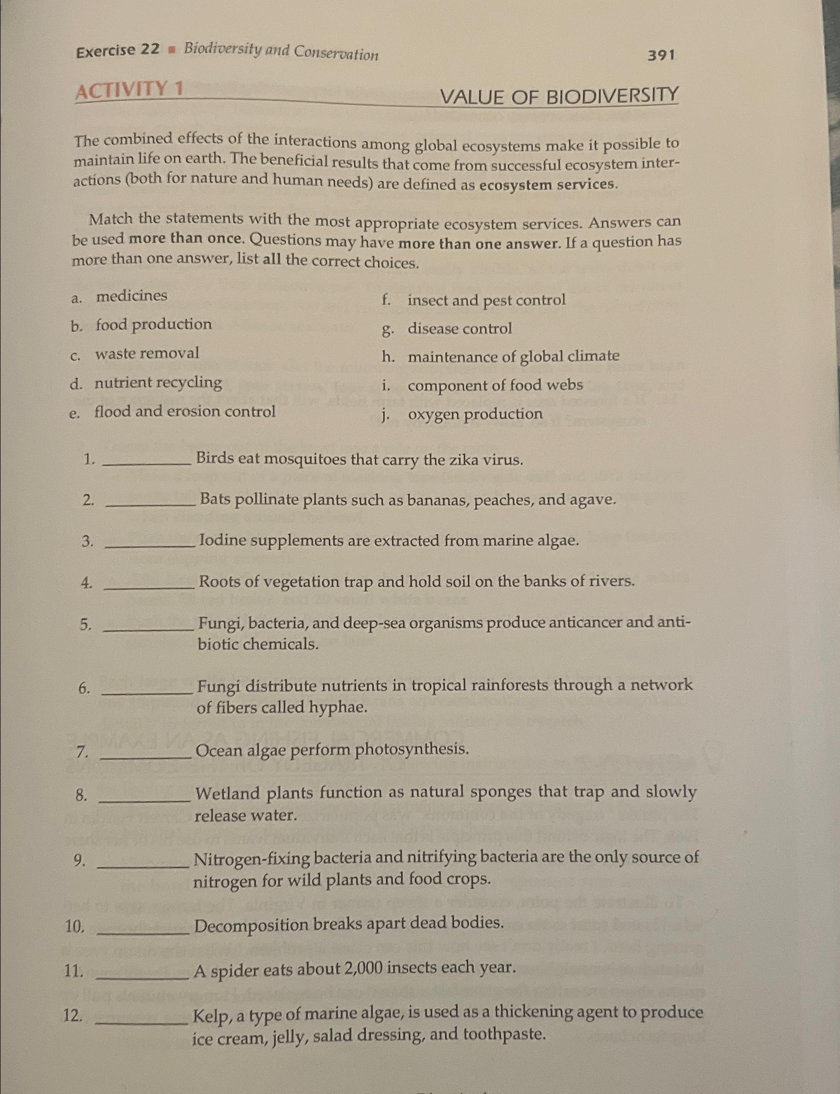 Solved Exercise 22 ﻿Biodiversity and Conservation391ACTIVITY | Chegg.com