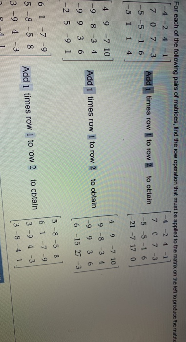 Solved For each of the following pairs of matrices, find the | Chegg.com