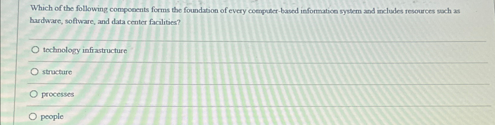 Solved Which of the following components forms the | Chegg.com