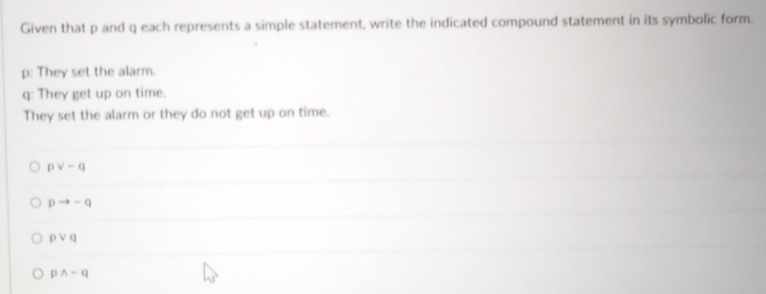 Solved Given that p ﻿and q ﻿each represents a simple | Chegg.com