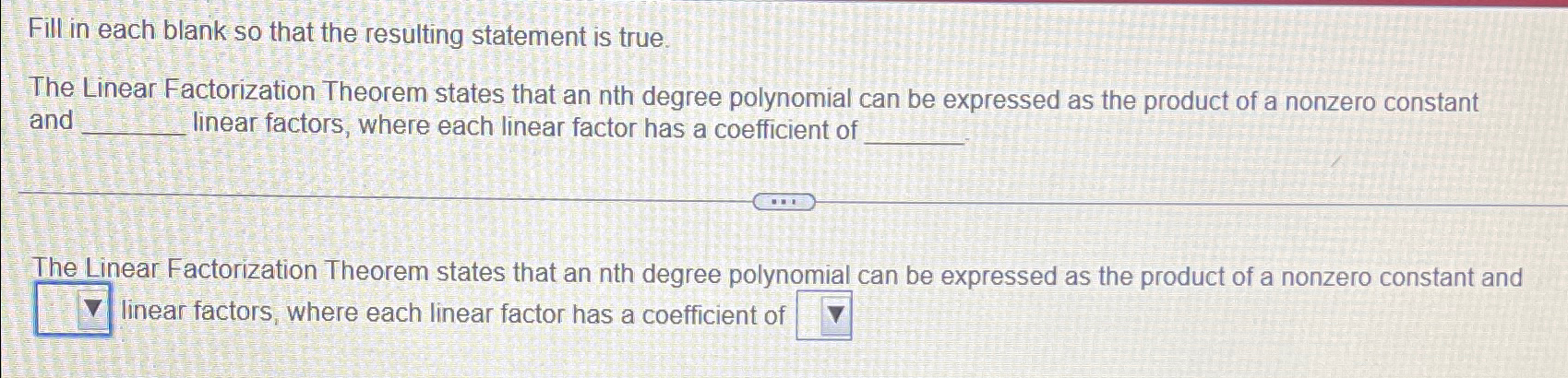 Solved Fill in each blank so that the resulting statement is | Chegg.com