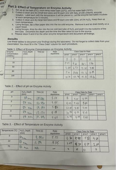 Solved Part 3: Effect of Temperature on Enzyme Activity 1. | Chegg.com