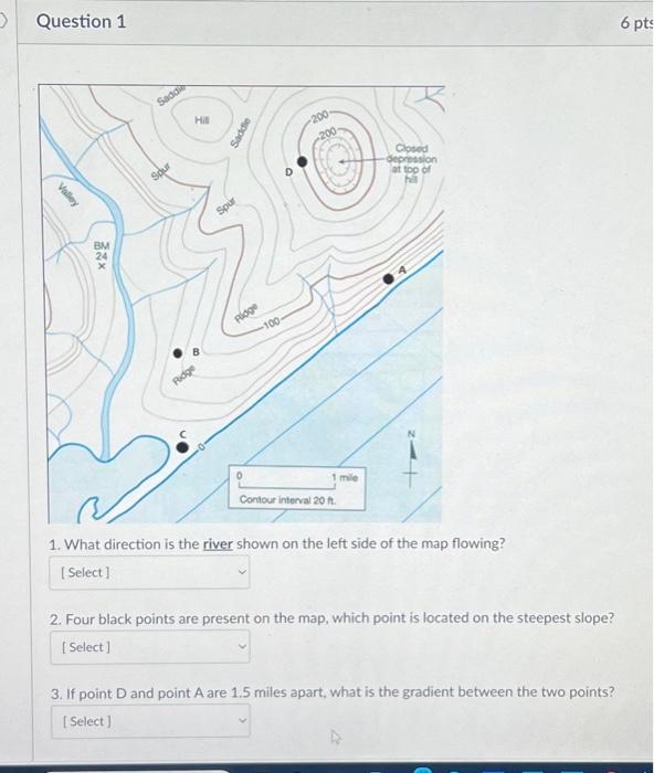 Solved 2. Four black points are present on the map, which | Chegg.com