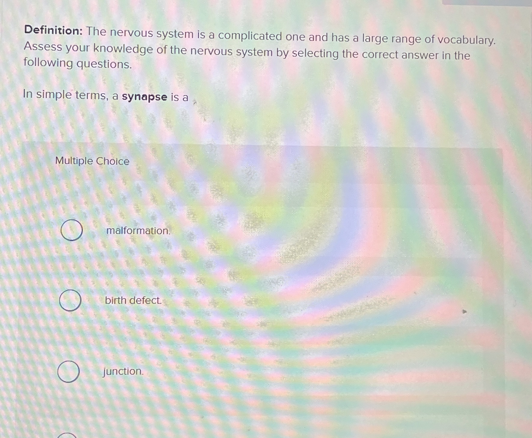 Solved Definition: The nervous system is a complicated one | Chegg.com