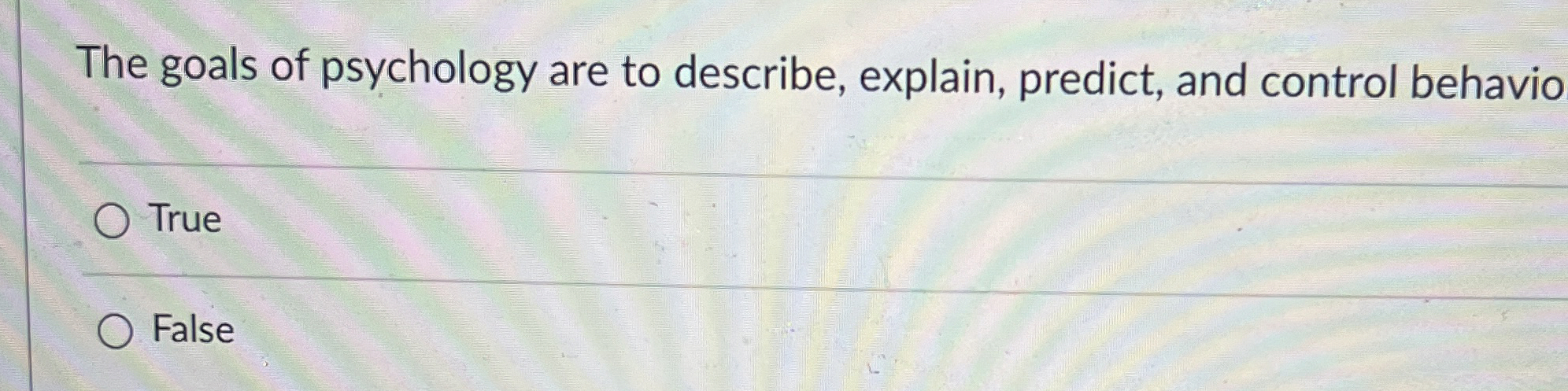 Solved The goals of psychology are to describe, explain, | Chegg.com