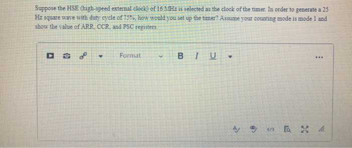 Solved Suppose the HSE (high-speed external clock) of 16 MHz | Chegg.com