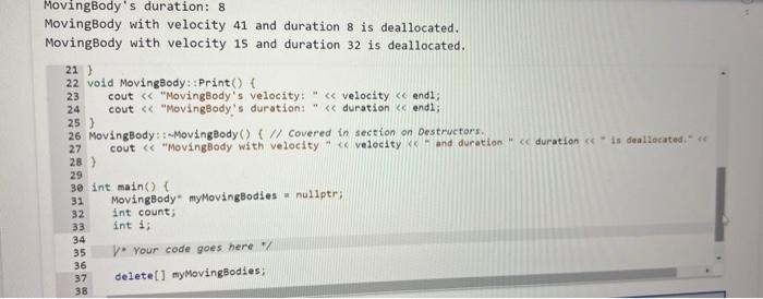 Solved Read An Integer As The Number Of Movingbody Objects