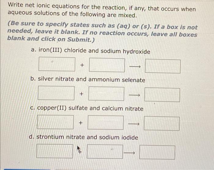 Solved . silver nitrate and ammonium selenate . copper(II) | Chegg.com
