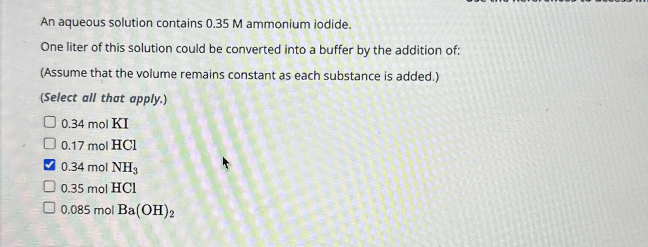 Solved An aqueous solution contains 0.35 ﻿M ammonium | Chegg.com