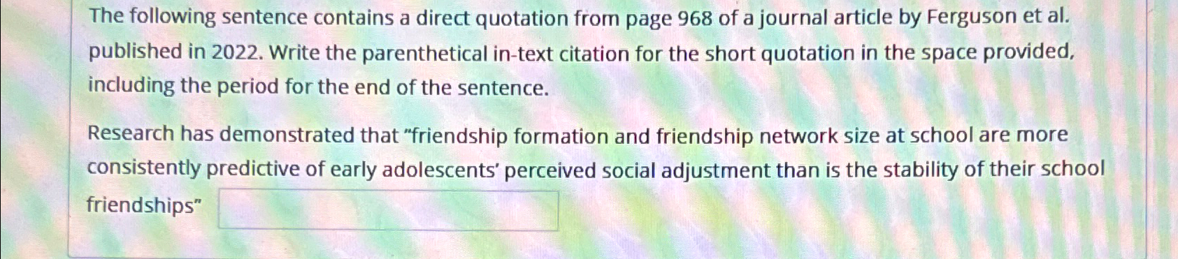 Solved The following sentence contains a direct quotation | Chegg.com